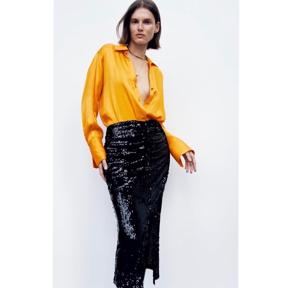 Zara | Tops | Satin Effect Shirt | Poshmark